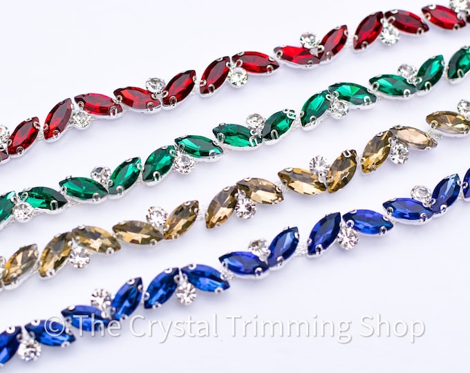 Opal Leaf Rhinestone Trim by the Yard Bridal Applique - Etsy