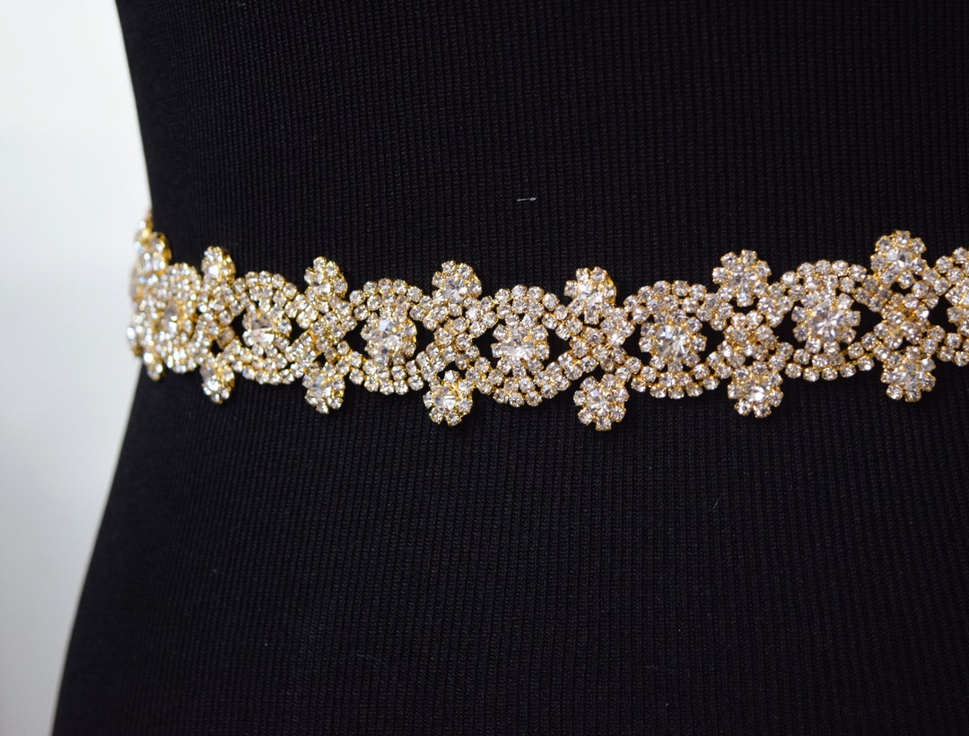 Gold Crystal Rhinestone Trim by the Yard - Wholesale Gold Bridal Trim ...