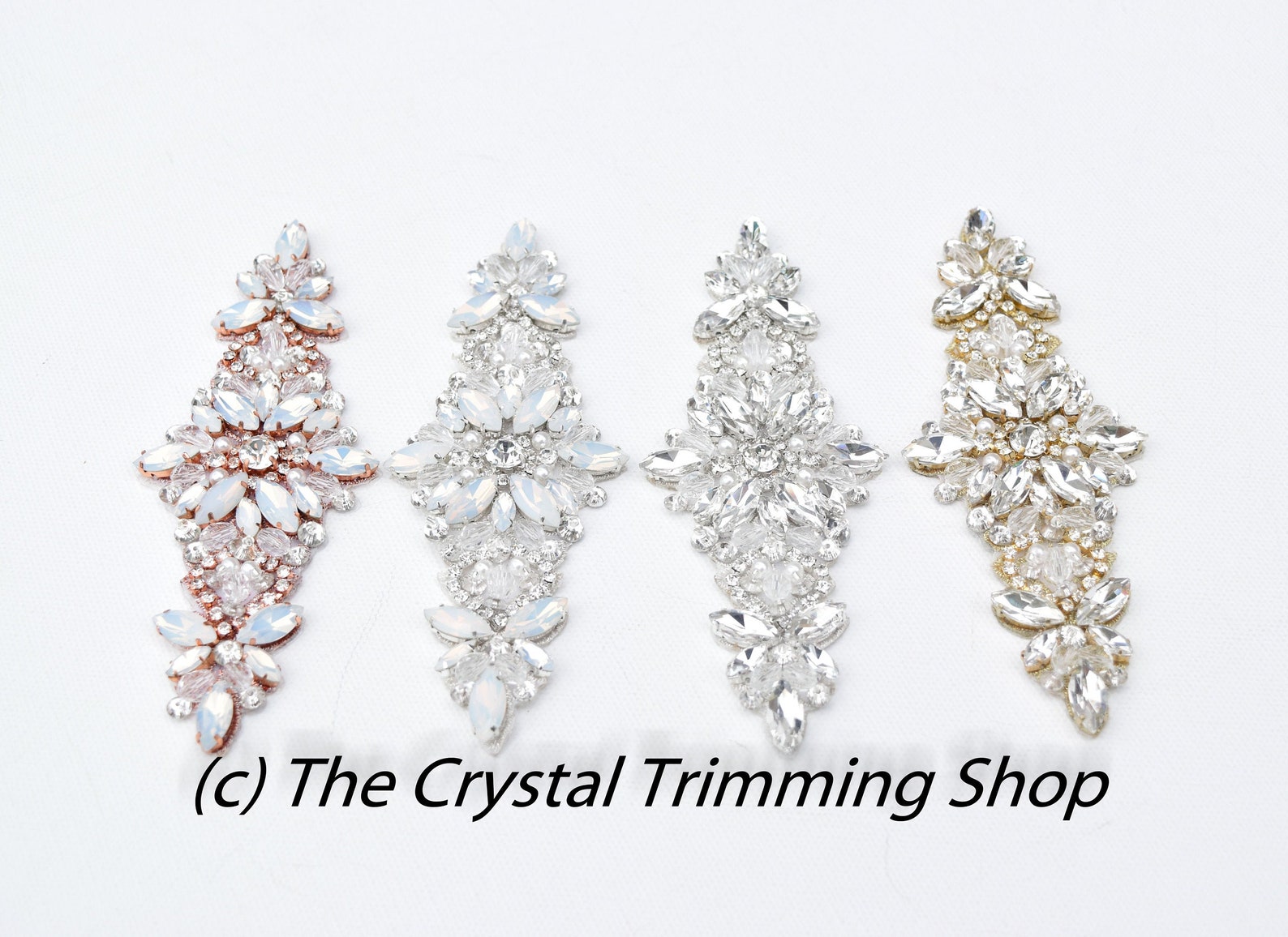 Rhinestone Applique Beaded Crystal Applique Trim Rhinestone - Etsy