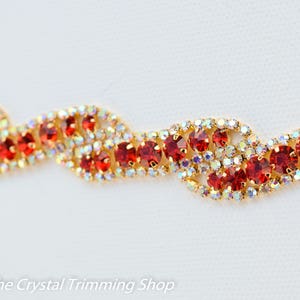 Red Crystal & AB Rhinestone Trim by the Yard- Wholesale Gold Bridal ...