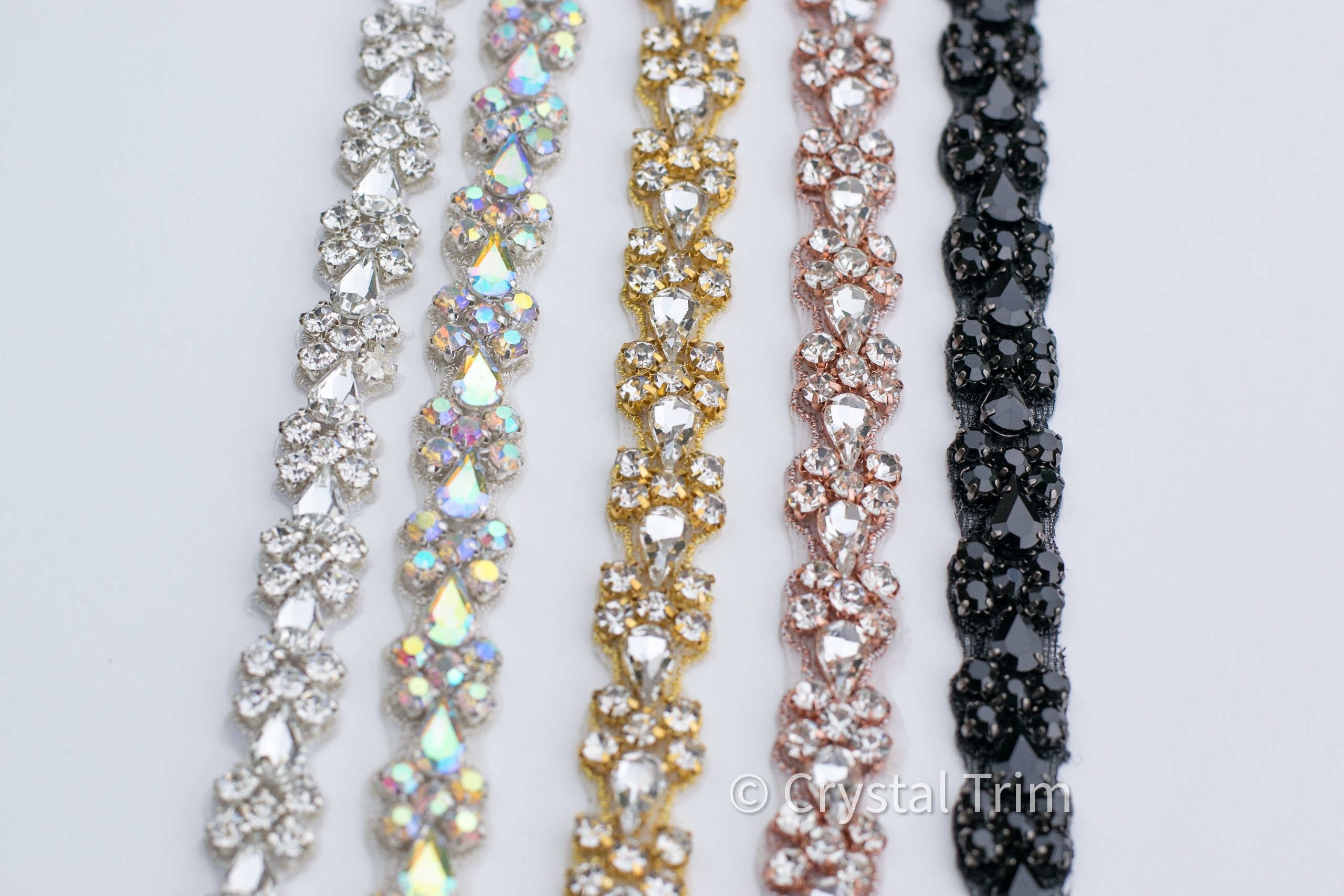Rhinestone Trim by the Yard- Wholesale Bridal Trim-bridal Belt- Thin ...