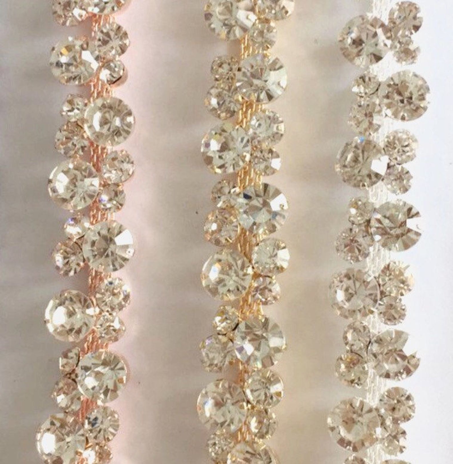 Rose Gold Rhinestone Trim by the Yard wholesale Gold Bridal | Etsy