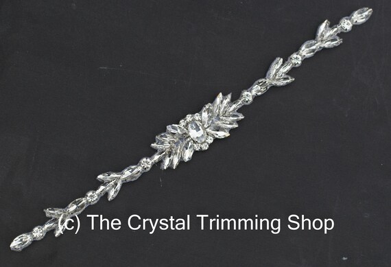 Modern Rhinestone Applique Thin Bridal Trim Art Deco - Etsy