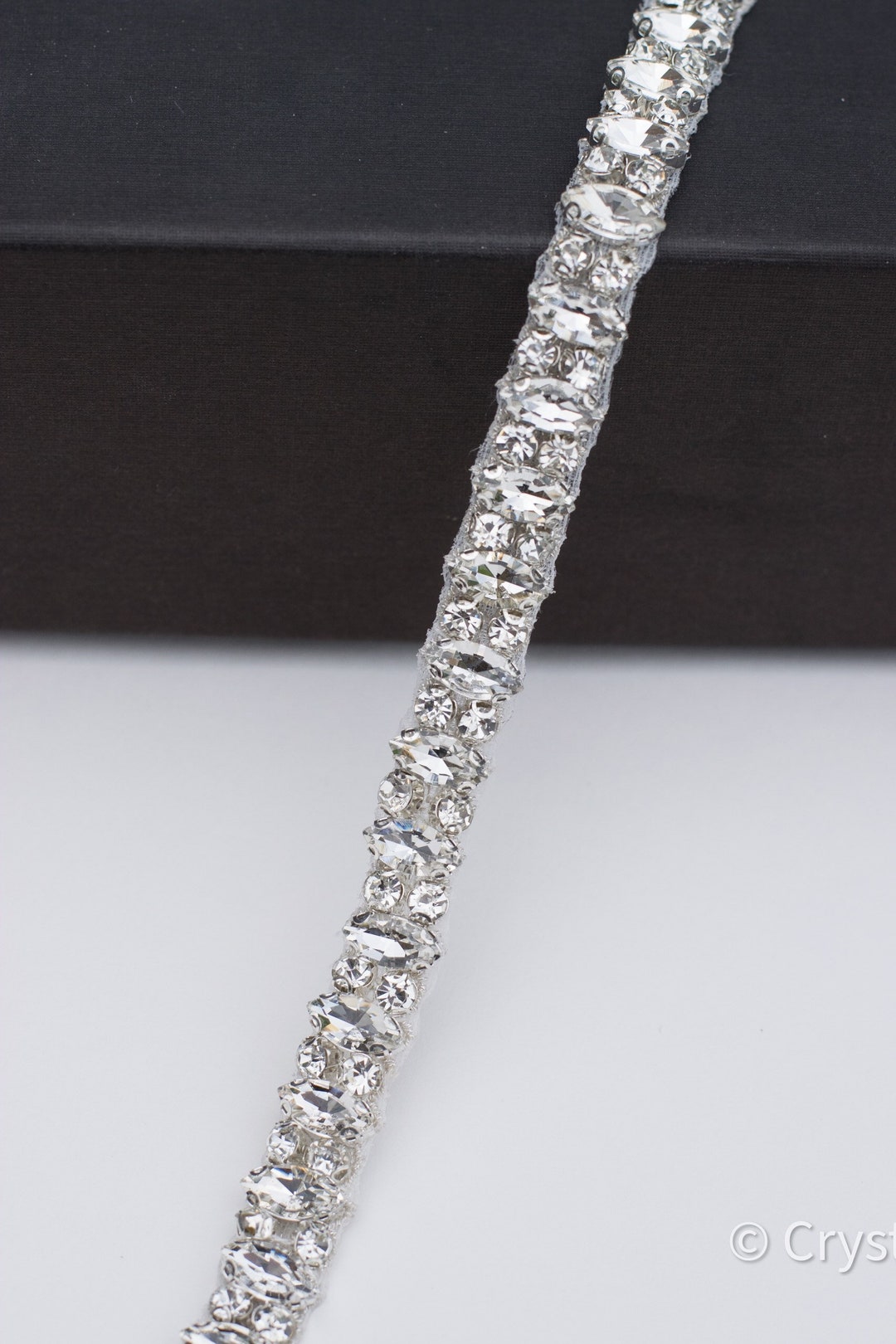 Rhinestone Trim Yard- Crystal Wedding Trimming Fabric- Rhinestone ...