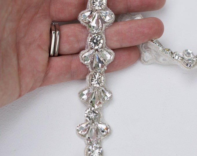 Opal Leaf Rhinestone Trim by the Yard Bridal Applique - Etsy