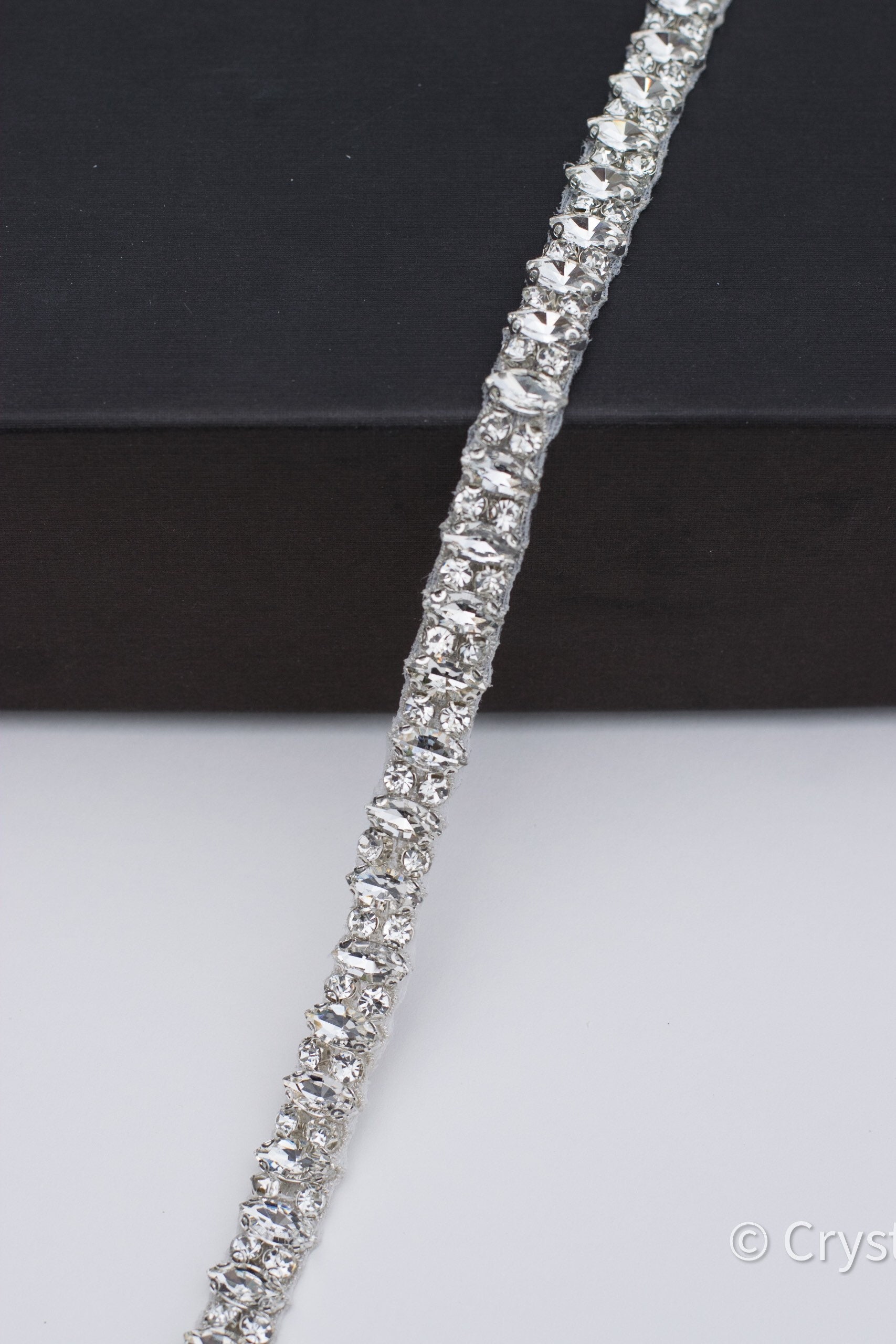 Rhinestone Trim Yard- Crystal Wedding Trimming Fabric- Rhinestone ...