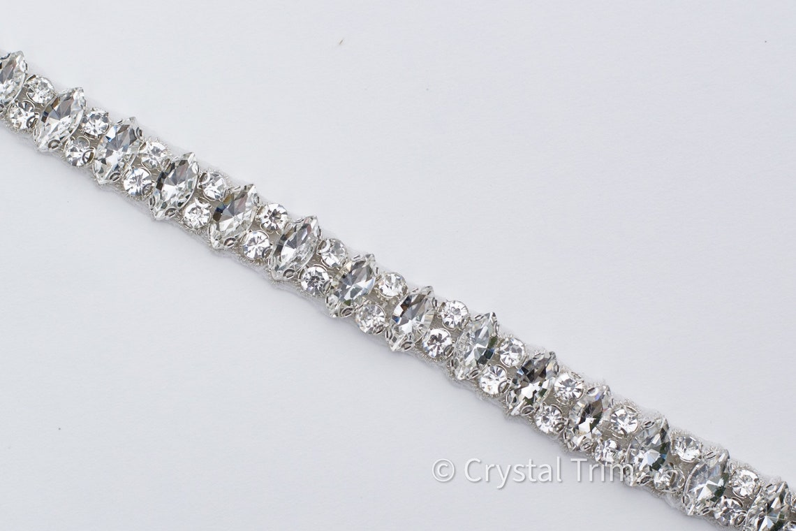 Rhinestone Trim Yard Crystal Wedding Trimming Fabric - Etsy