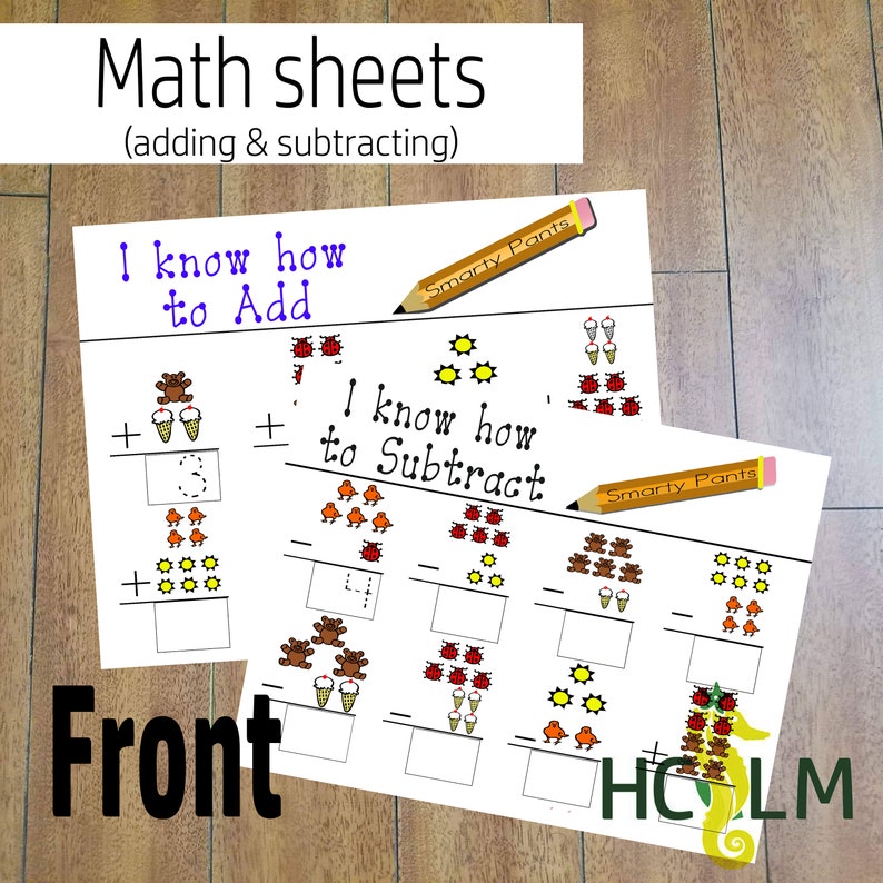 Learn How to Add & Subtract, Kids Adding Sheet, Math Sheets, Learning ...