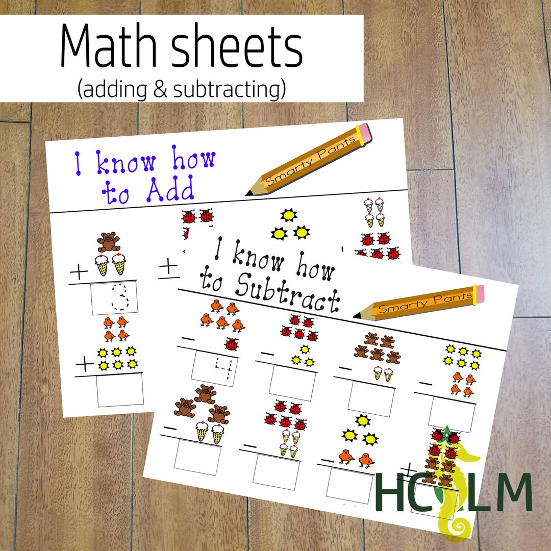 Learn How to Add & Subtract, Kids Adding Sheet, Math Sheets, Learning ...