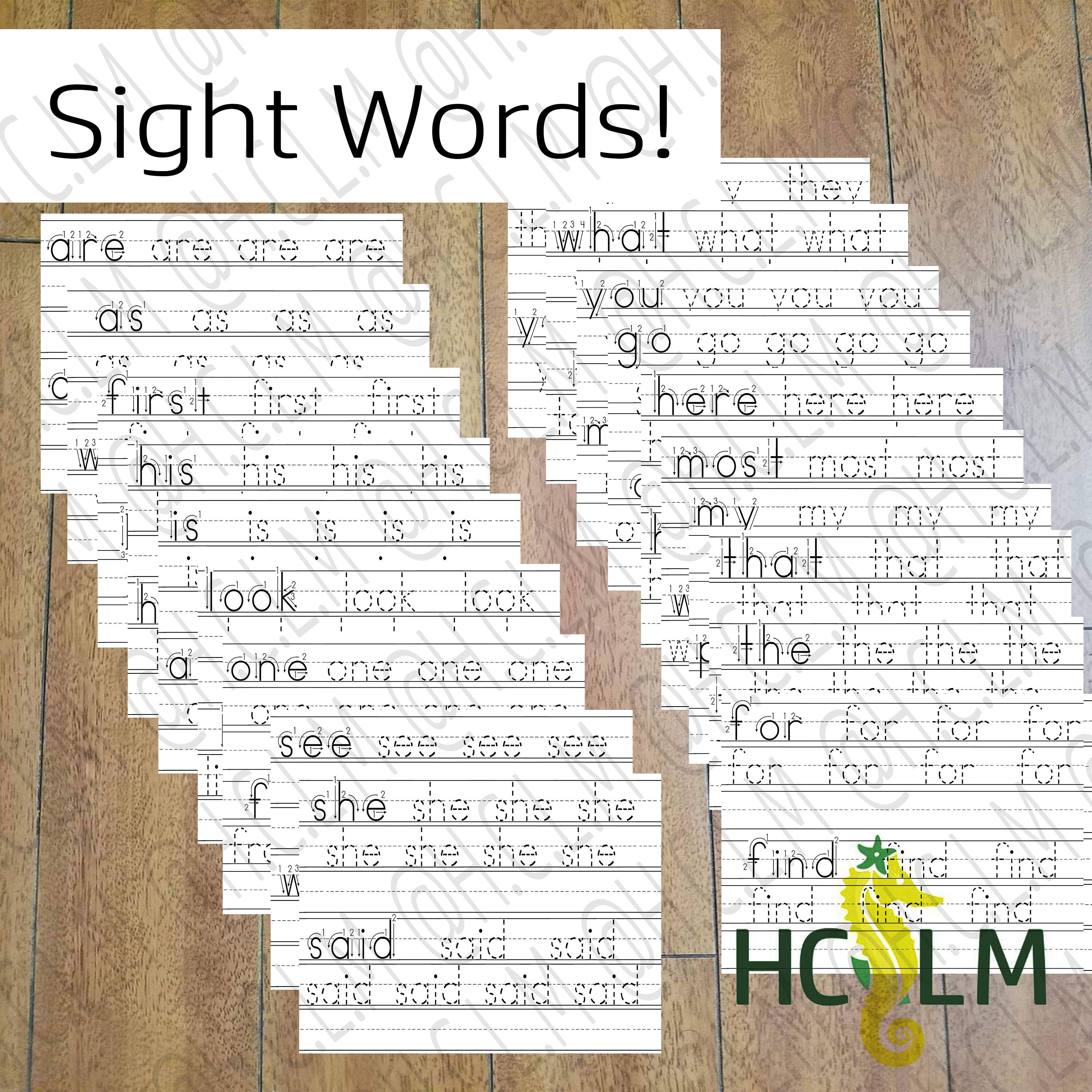 Sight Words Spelling Sight Words Tracing Tracing Sheets - Etsy