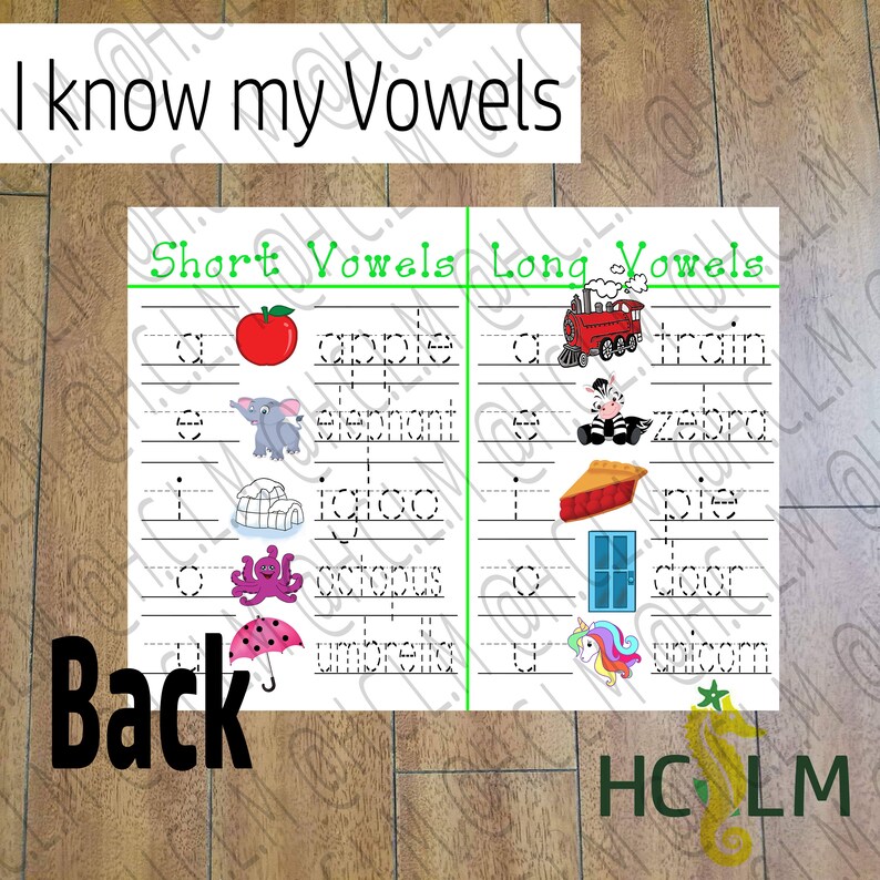 I Know My Vowels Vowels Sheet Learn Back to School Tracing | Etsy