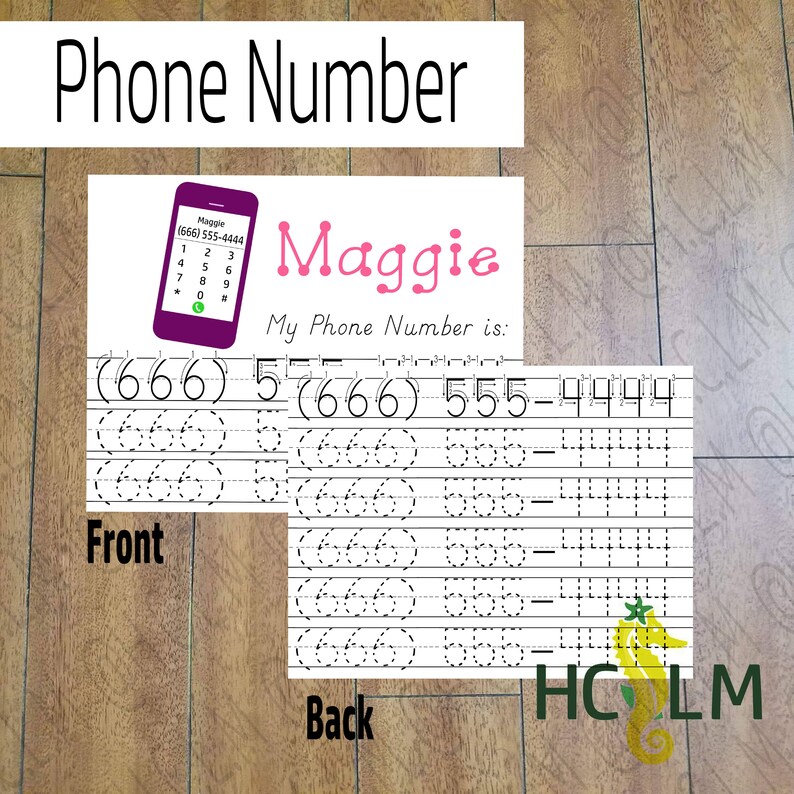 Phone Number Sheet I Know My Phone Number Phone Number | Etsy
