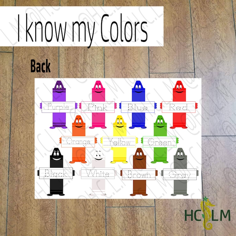 I Know My Colors Kids Tracing Sheet Colors Tracing Sheet - Etsy