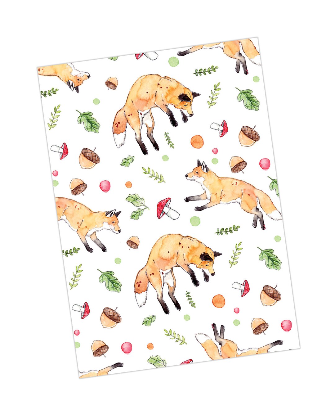 Paperback Notebook | Fox Pattern | Animal Stationery | Watercolor ...