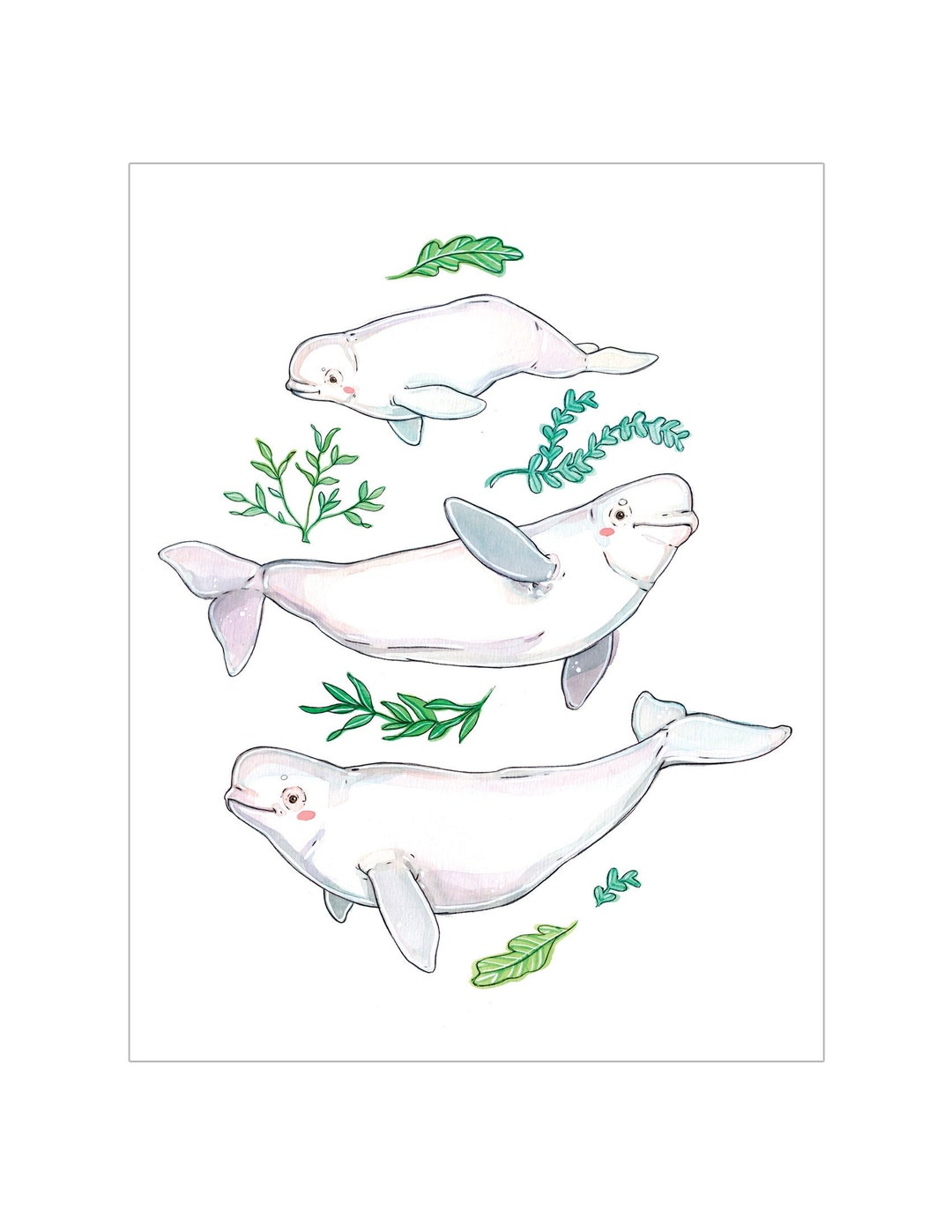 BELUGAS Family Poster | Beluga Watercolor | Whales and Marine Animals ...