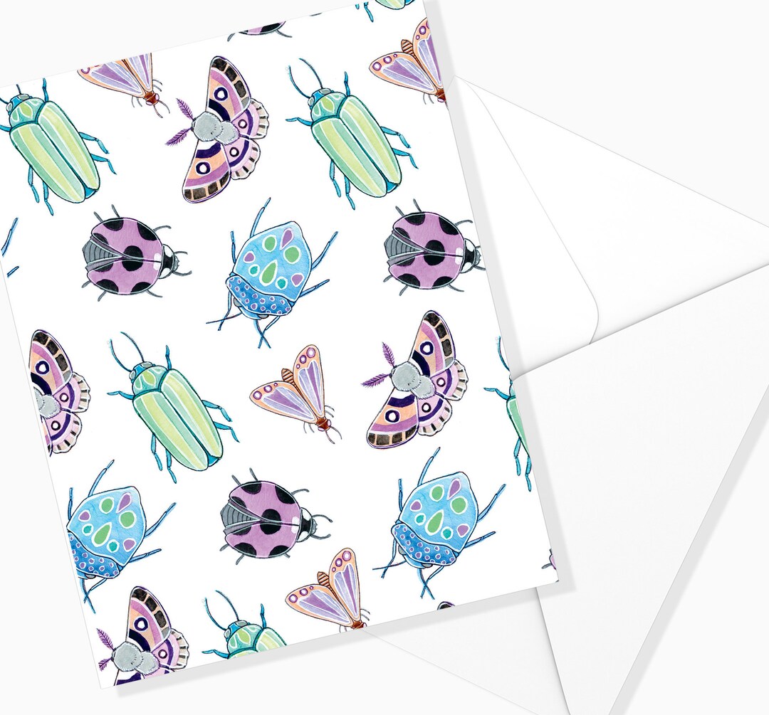 Insects Wish Card Insect Pattern Greeting Card Illustration Animals ...