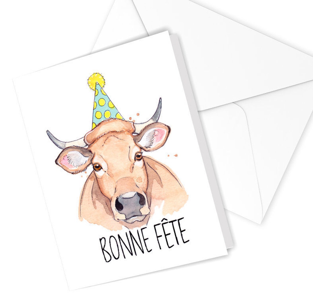 Happy Birthday Card Cow Happy Birthday Greeting Card Illustration Cow ...
