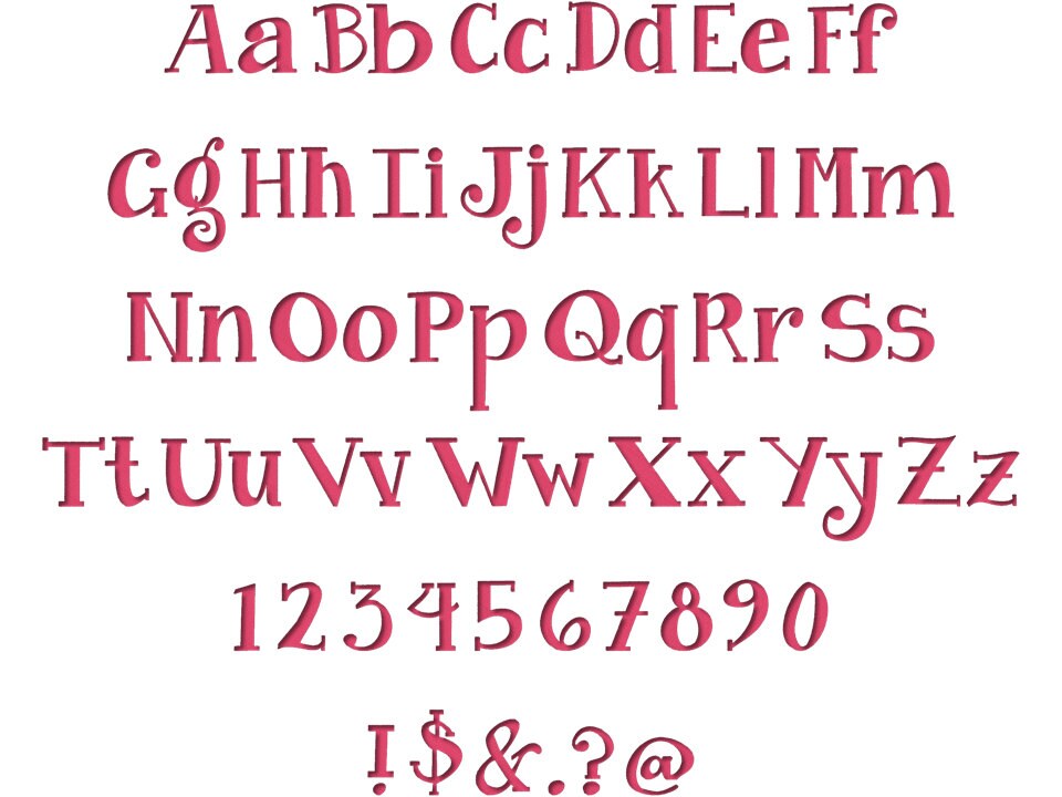 Curly Girl Machine Embroidery Font Monogram Alphabet Multiple - Etsy