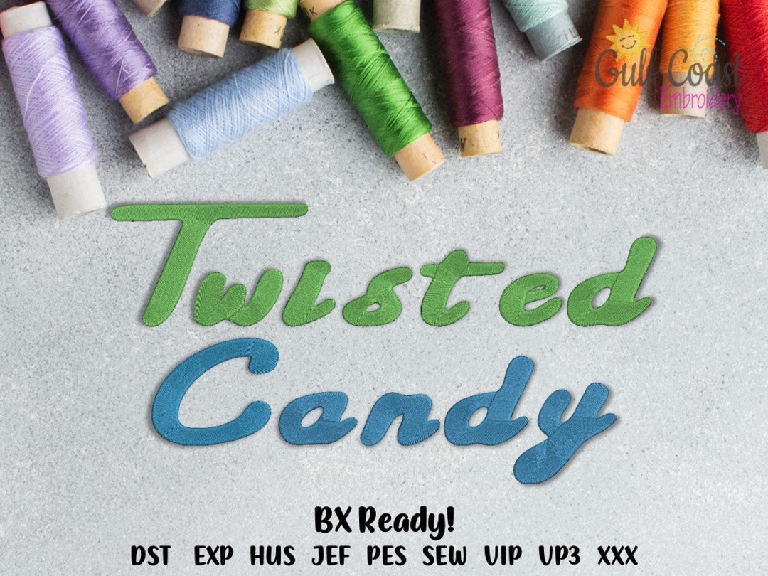 Twisted Candy Machine Embroidery Font Monogram Alphabet, Script ...