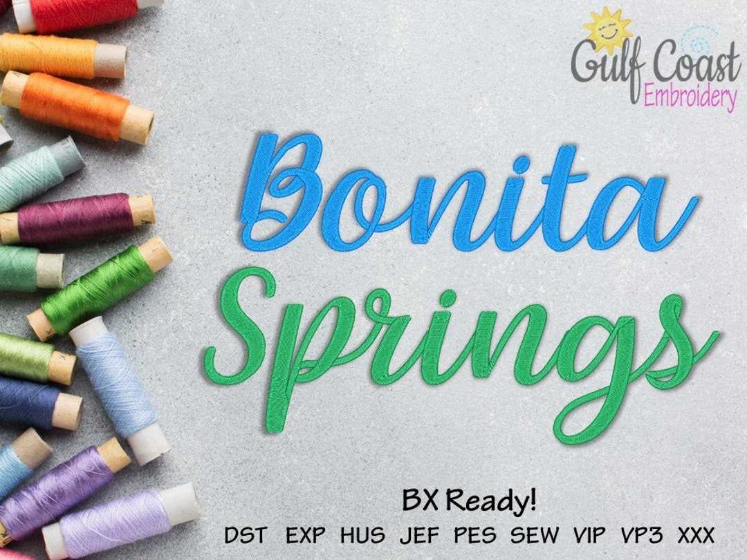 BX Embroidery Machine Font Alphabet Bonita Springs Script Machine Embroidery Font, 3 Sizes ...