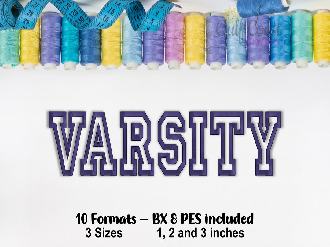 Varsity Machine Embroidery Font Alphabet, Sports Machine Embroidery ...