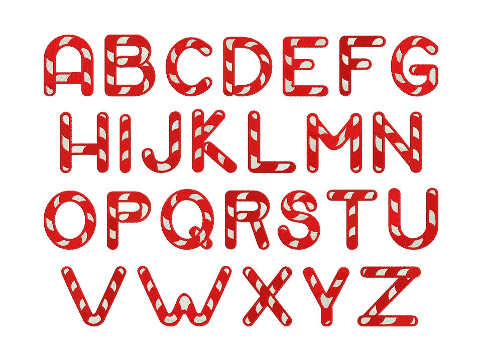 Peppermint Twist Machine Embroidery Font Monogram Alphabet | Etsy