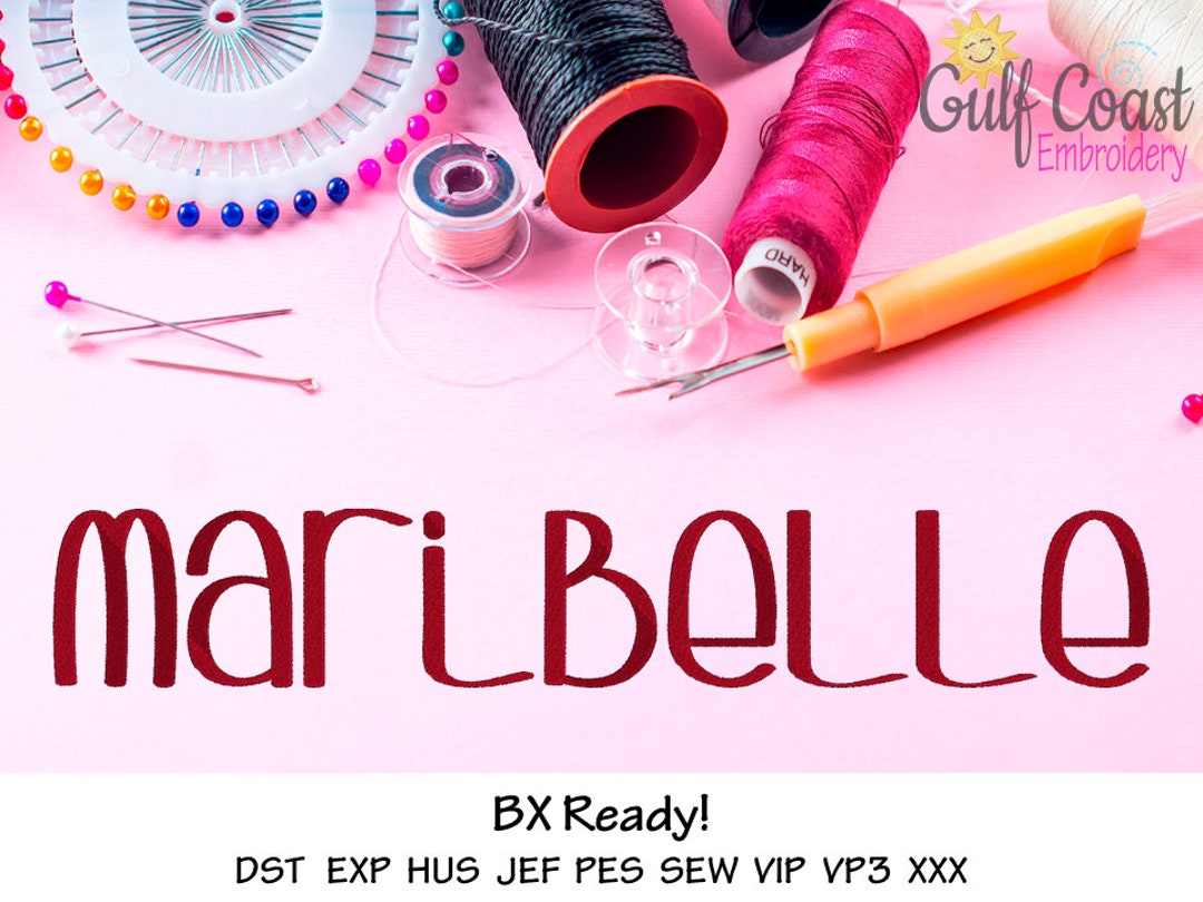 Maribelle Machine Embroidery Font Monogram Alphabet, Script Embroidery ...