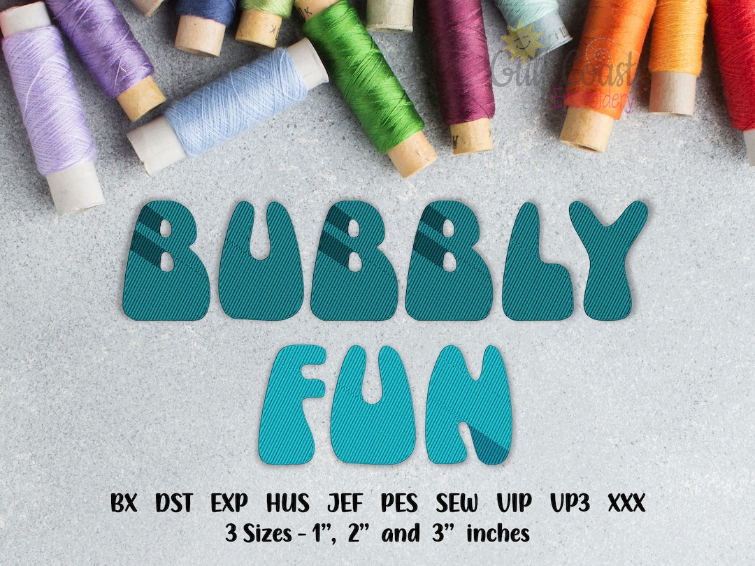 Bubbly Fun Machine Embroidery Font Alphabet, Embroidery Machine Font ...