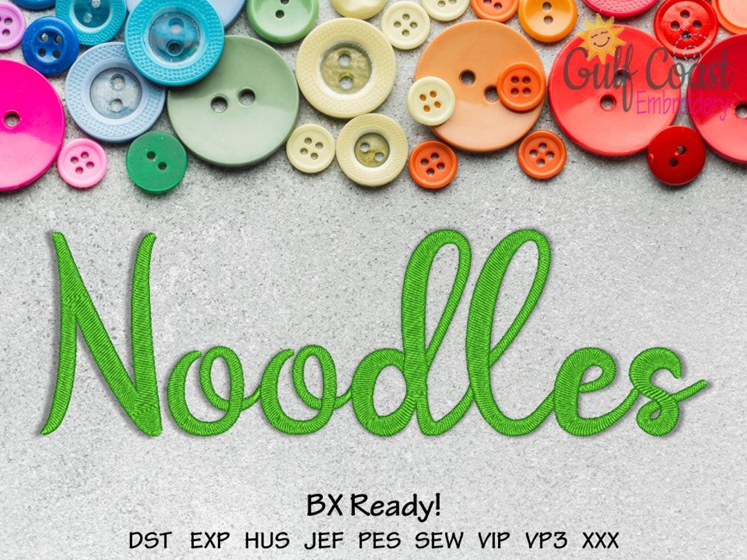 Noodles Fancy Script Machine Embroidery Font Monogram Alphabet Set, Bx ...