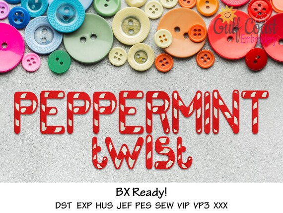 Peppermint Twist Machine Embroidery Font Monogram Alphabet | Etsy