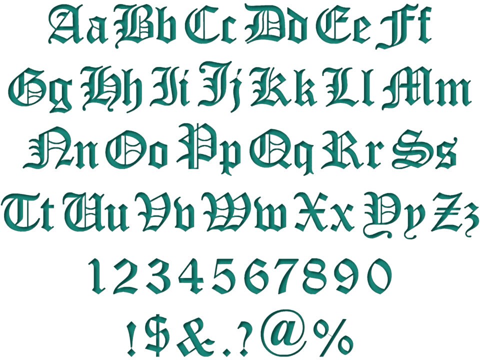 Old English Machine Embroidery Font Monogram Alphabet Gothic - Etsy