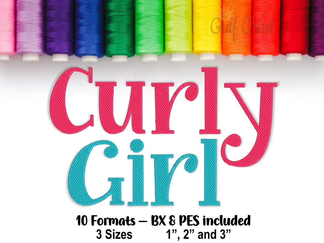 Curly Girl Machine Embroidery Font Monogram Alphabet, Multiple Formats ...