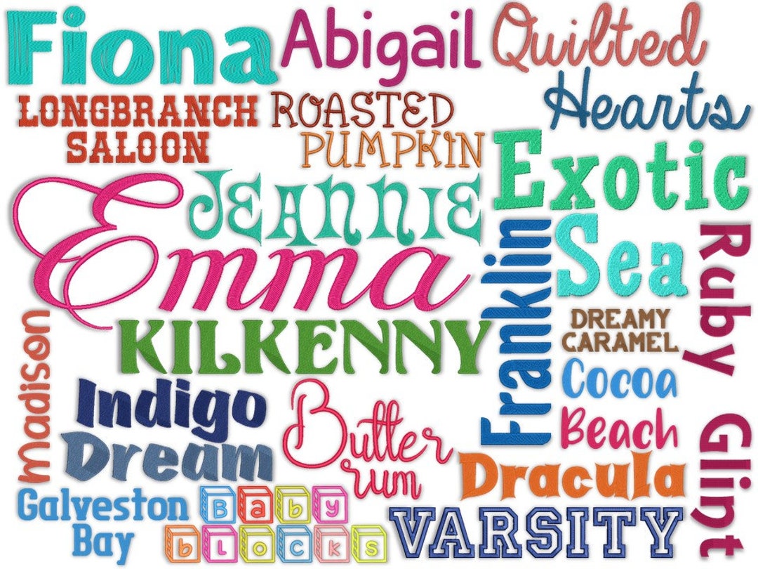 Machine Embroidery Font Monogram Alphabet Bundle, 20 Embroidery Fonts ...