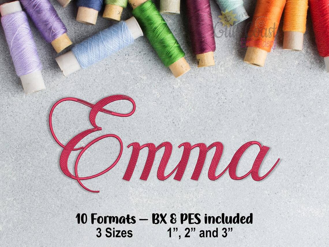Emma Fancy Script Machine Embroidery Font Monogram Alphabet Set, Bx Ready Script Font, Viking ...