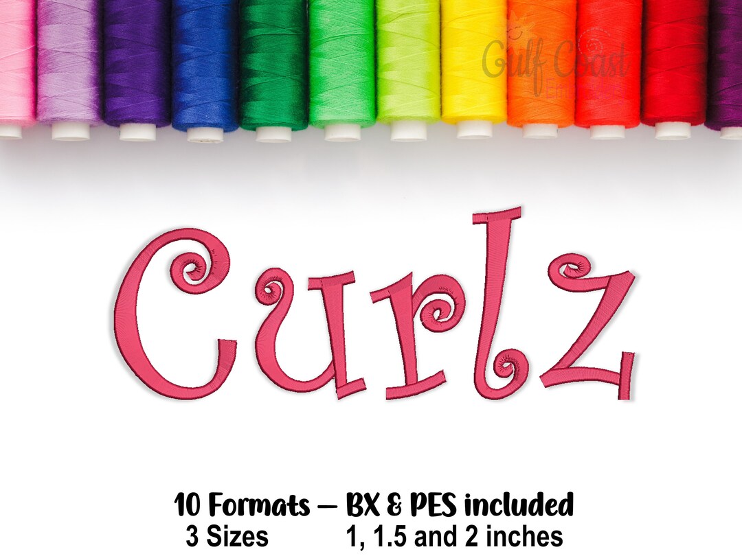Curlz Embroidery Machine Font Letter Alphabet, Multiple Formats, Bx ...