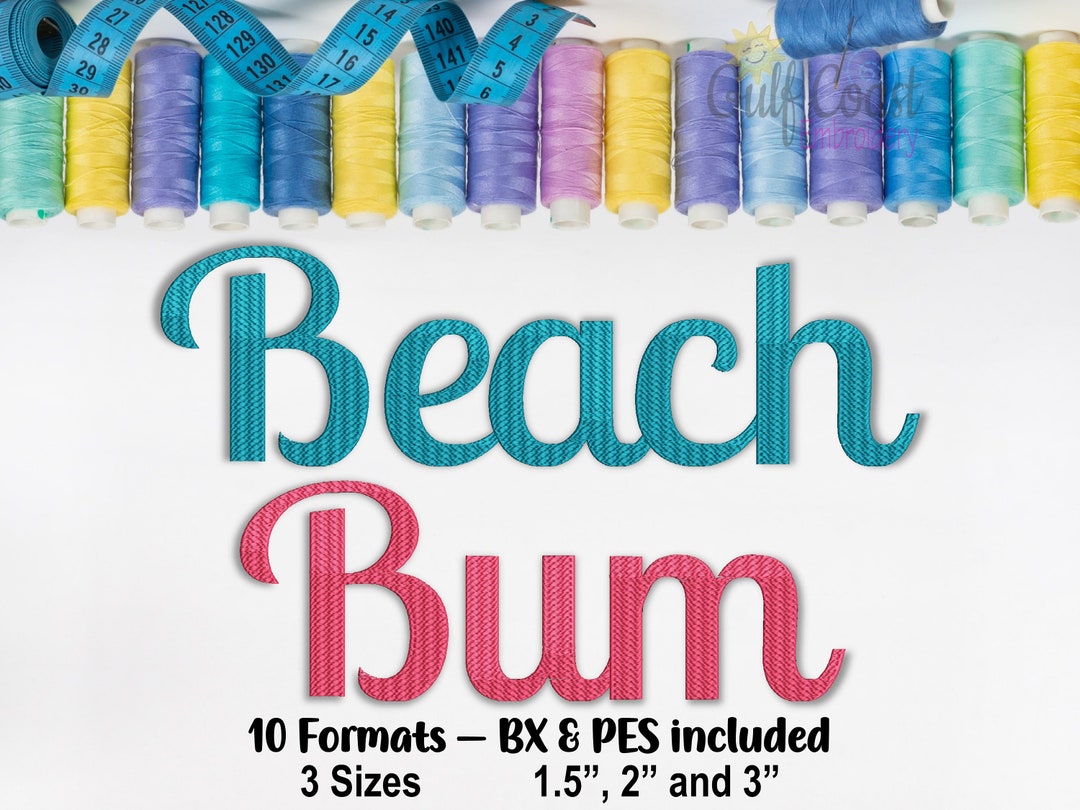 Beach Bum Machine Embroidery Font Monogram Alphabet, Cursive Script ...