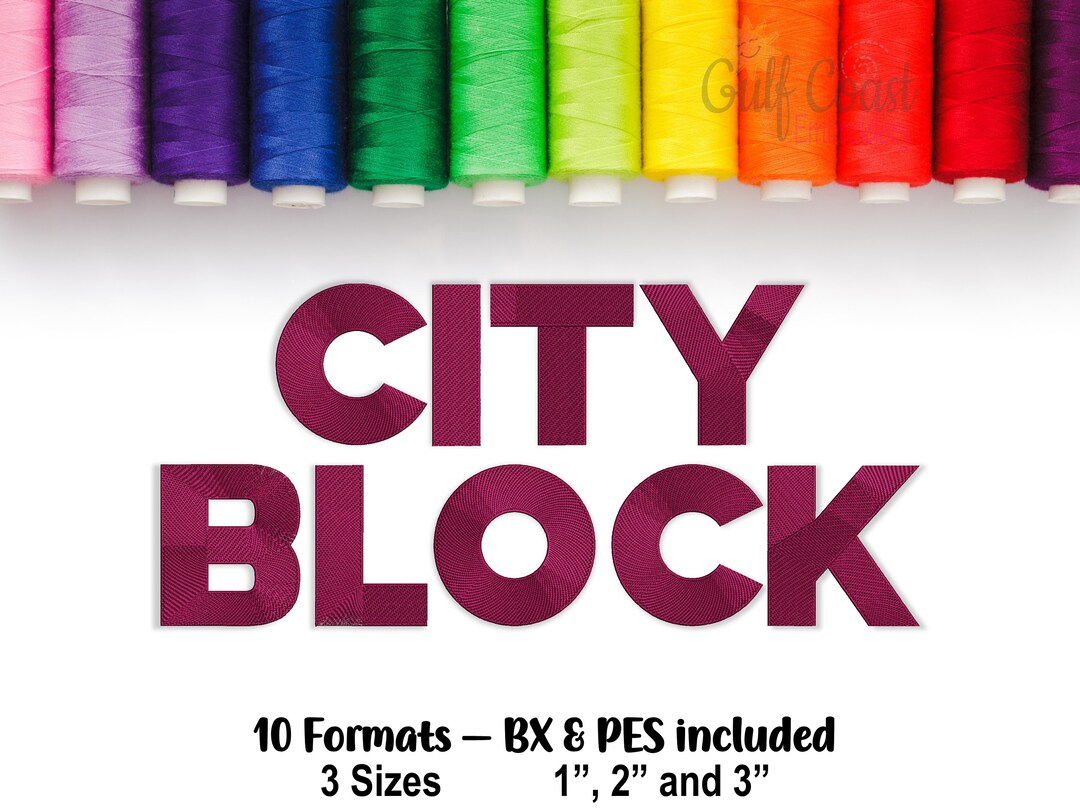 City Block Machine Embroidery Font Monogram Alphabet, Old School ...