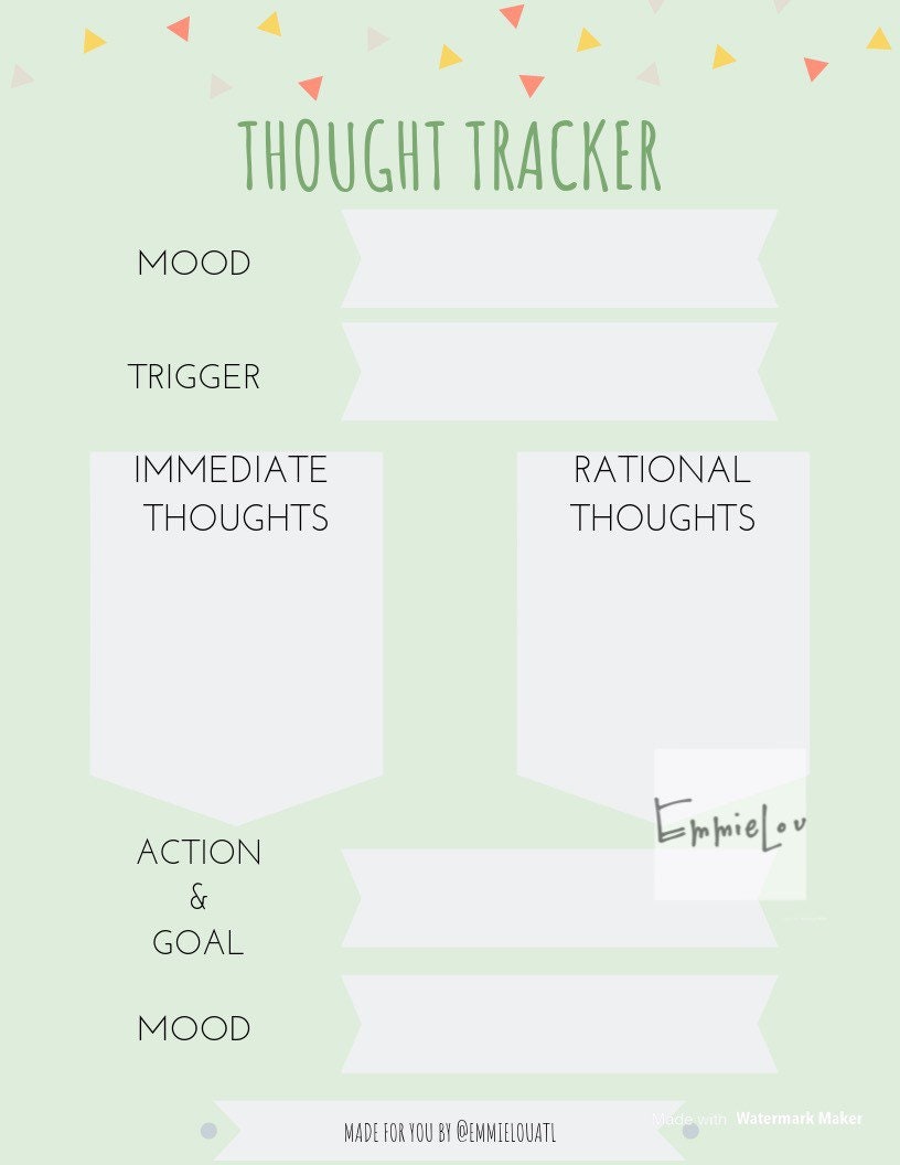 Thought Tracker Printable Worksheet Color/bnw - Etsy Canada