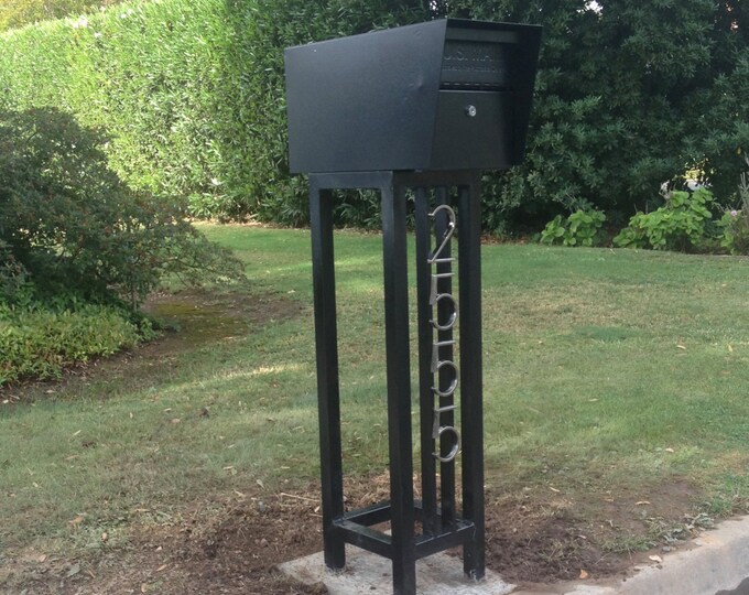 Mid Century Steel Mailbox Stand With Locking Mailbox - Etsy