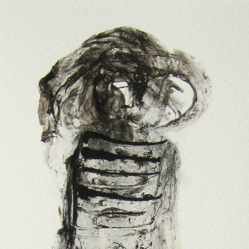 Abstract Black and White Figure Ink Painting 5x7 Matted Fine - Etsy