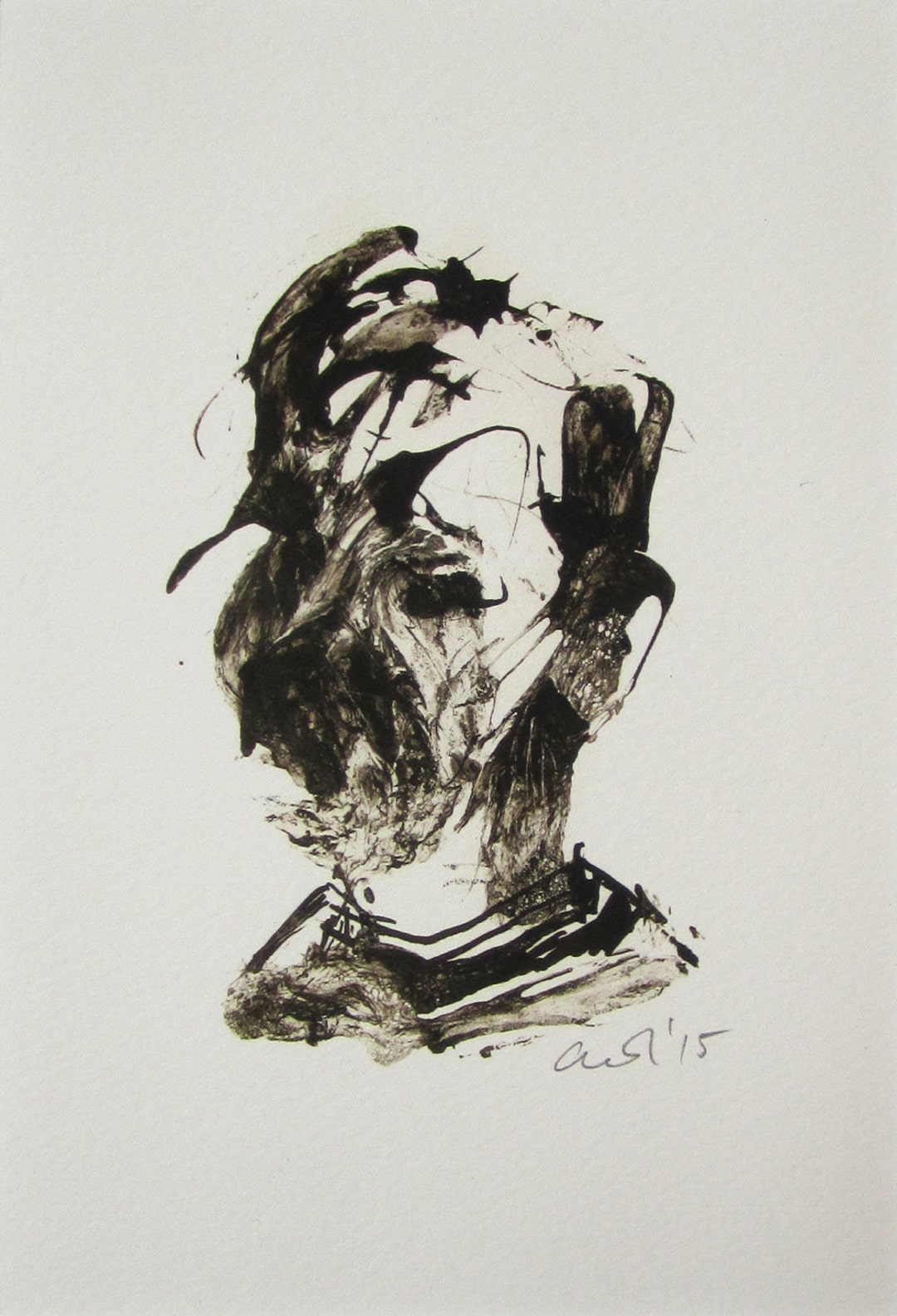 Abstract Ink Portrait Painting 5x7 Fine Art Print, Giclee Print, Matted ...