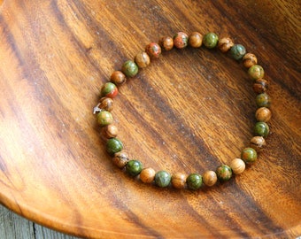 Unakite bracelet | Etsy