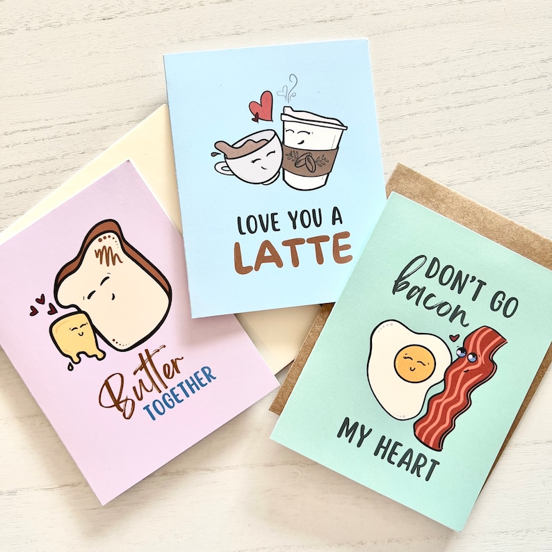 Food Pun Card Set of 6 Foodies Love, Anniversary, & Valentine's Day ...