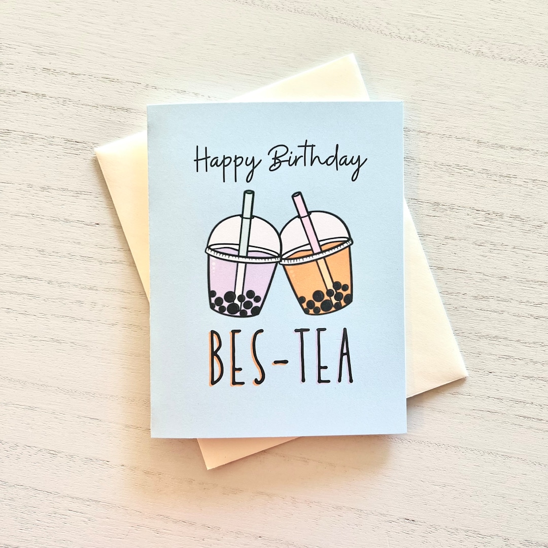 Happy Birthday Bes-tea Happy Birthday Greeting Card - Etsy