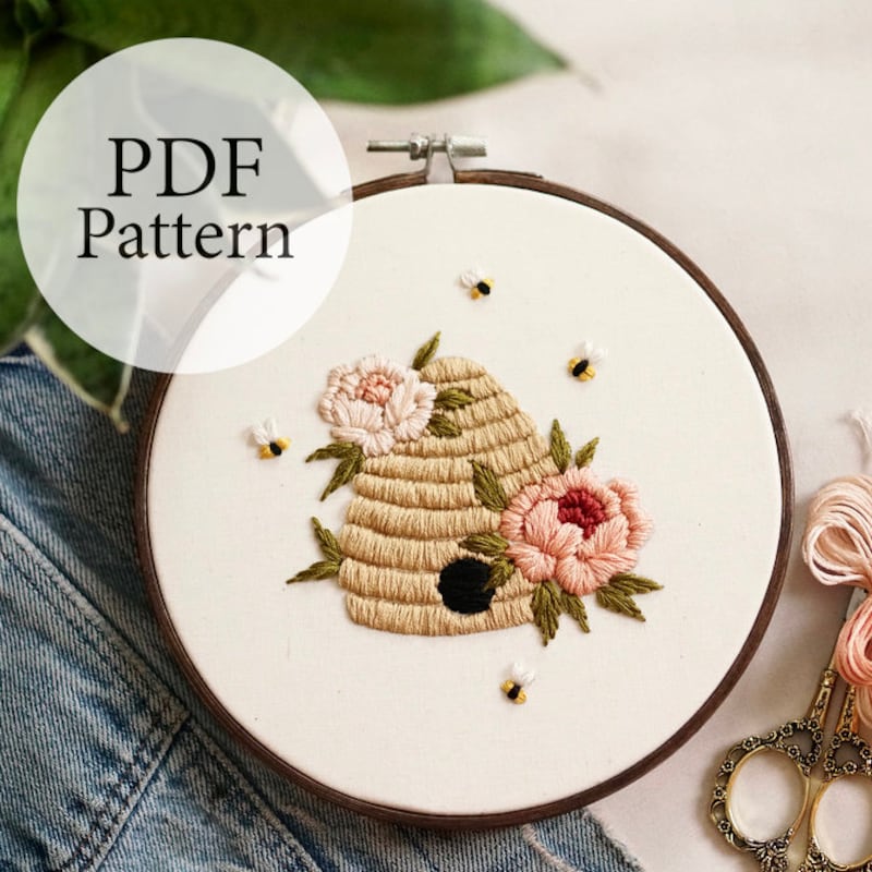 Beehive Embroidery Pattern - Etsy