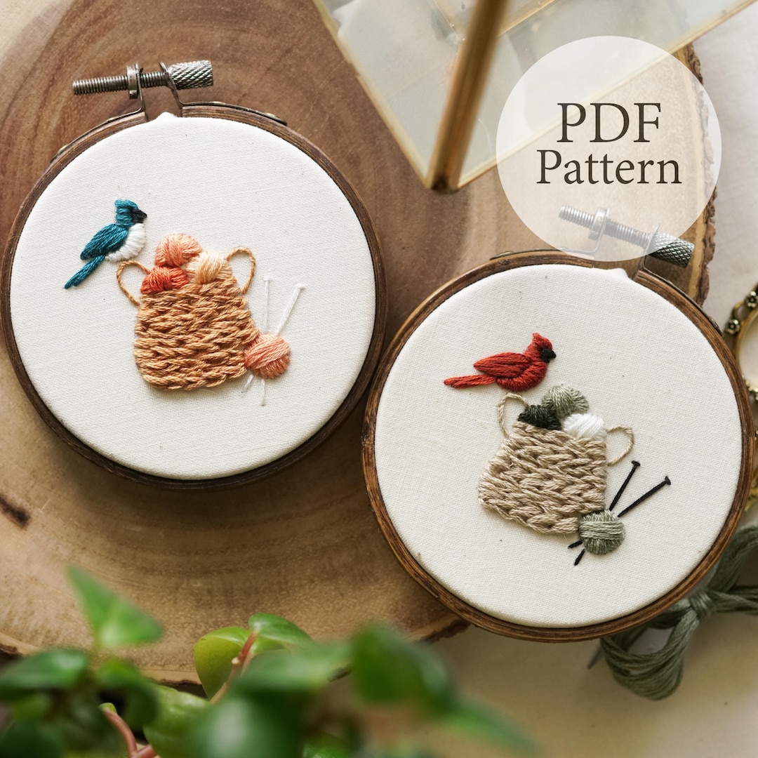 PDF Pattern - 3" Knitting Basket - Cardinal AND Blue Jay Included ...