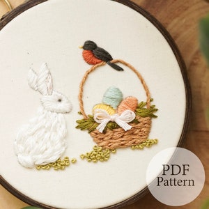 PDF Pattern - 4" Easter Bunny Basket - Step by Step Beginner Embroidery ...