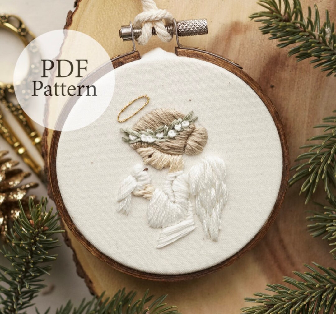 PDF Pattern - 3" Ornament Angel - Step by Step Beginner Embroidery ...