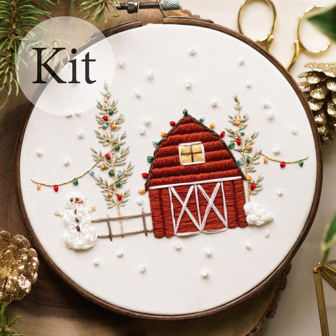 6 EMBROIDERY KIT Christmas Barn KIT Includes All Materials Needed to Complete the Design - Etsy ...