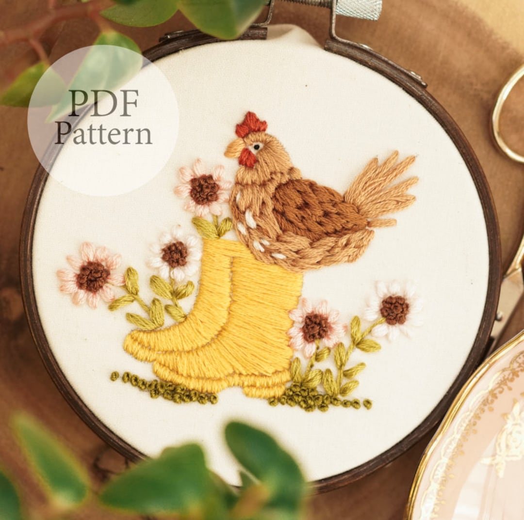 PDF Pattern - 4" Spring Chicken - Step by Step Beginner Embroidery ...